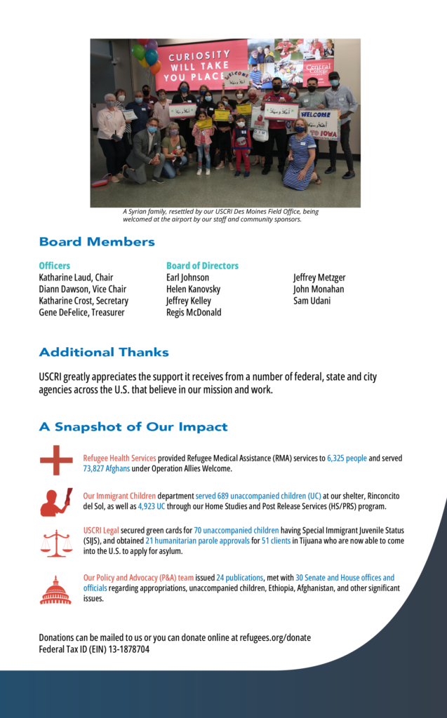 Annual Report FY 2021 - USCRI